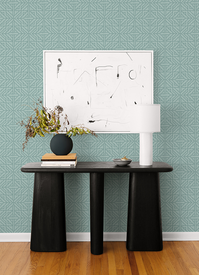 4121-26928 - Hesper Teal Geometric Wallpaper - by A-Street Prints