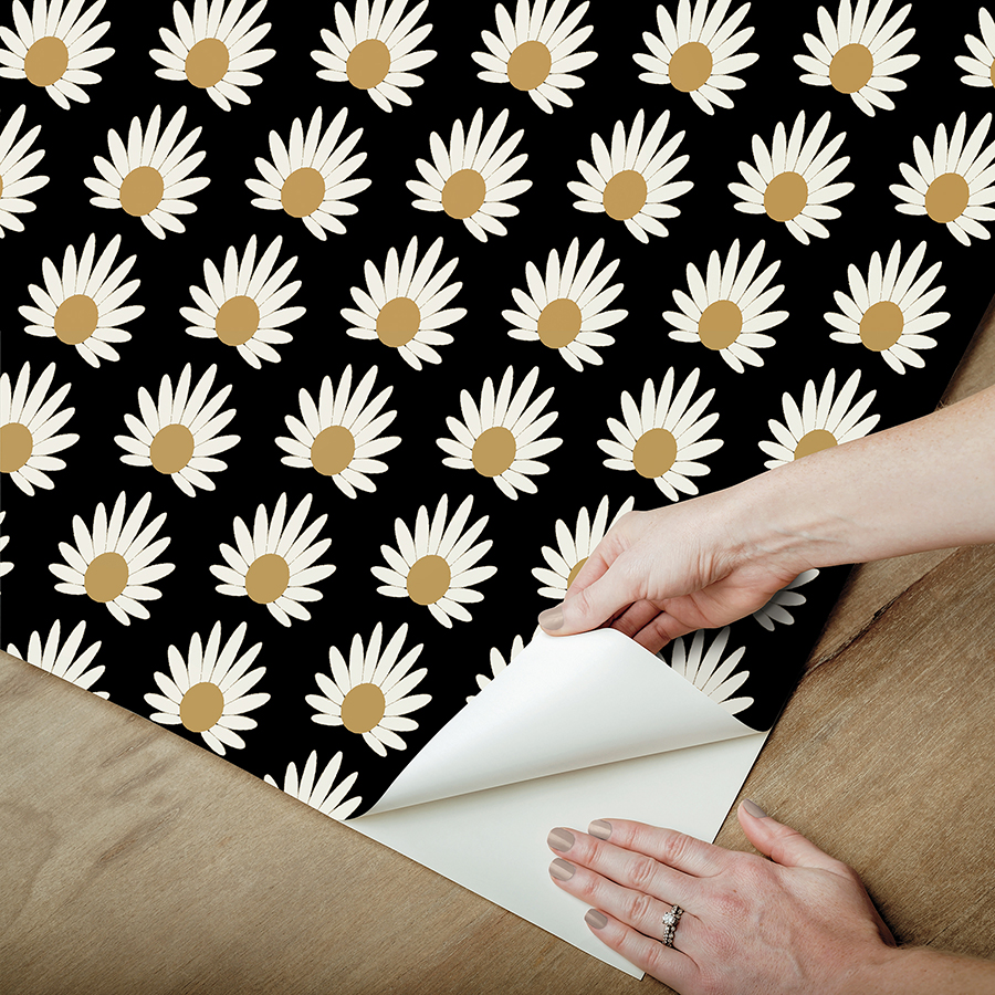 SCS6058 - Black Fleur Peel and Stick Wallpaper - by Scalamandré