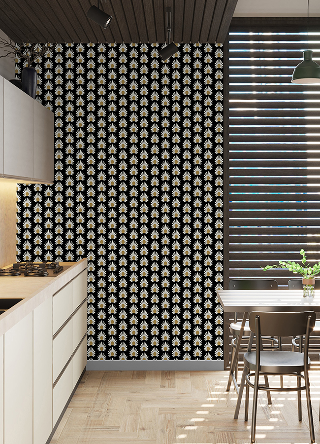 SCS6058 - Black Fleur Peel and Stick Wallpaper - by Scalamandré