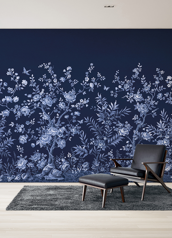 ASTM5058 - Twilight Chinoiserie Midnight Blue Wall Mural - by Katie ...
