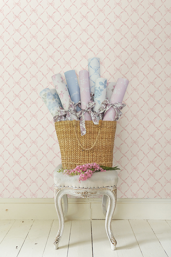 LFS5012 - Pink Jam Baby Bow Peel and Stick Wallpaper - by LoveShackFancy