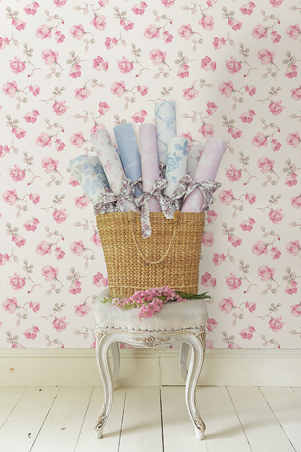 LFS6109 - Chateau Rose Ribbon Rosa Peel and Stick Wallpaper - by ...