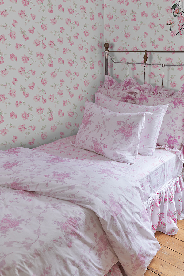 LFS6109 - Chateau Rose Ribbon Rosa Peel and Stick Wallpaper - by ...
