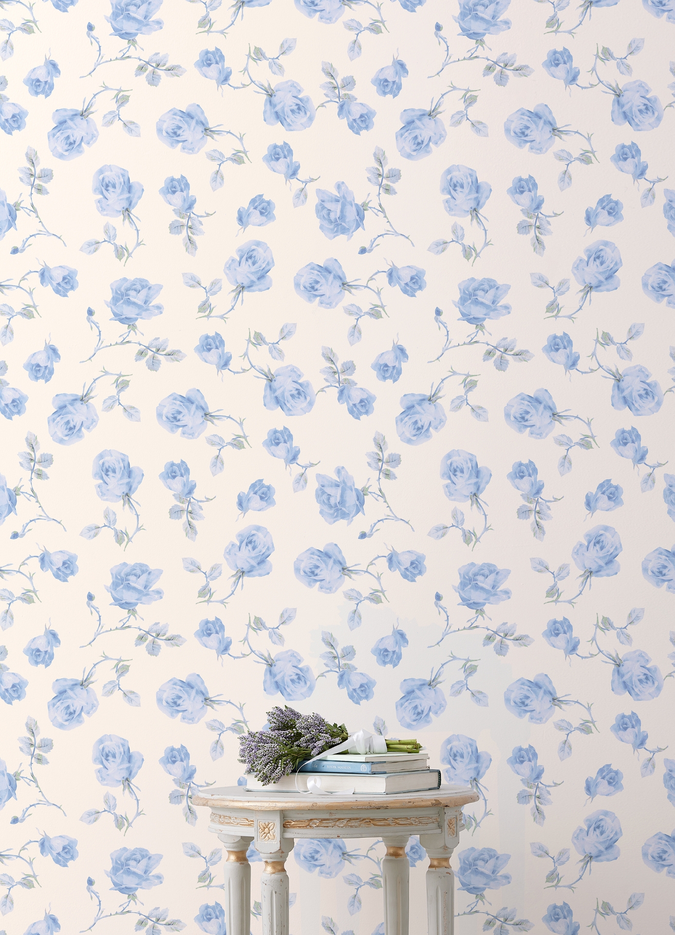 AST6085 - Ribbon Rosa French Blue Loose Roses Wallpaper - by A-Street ...