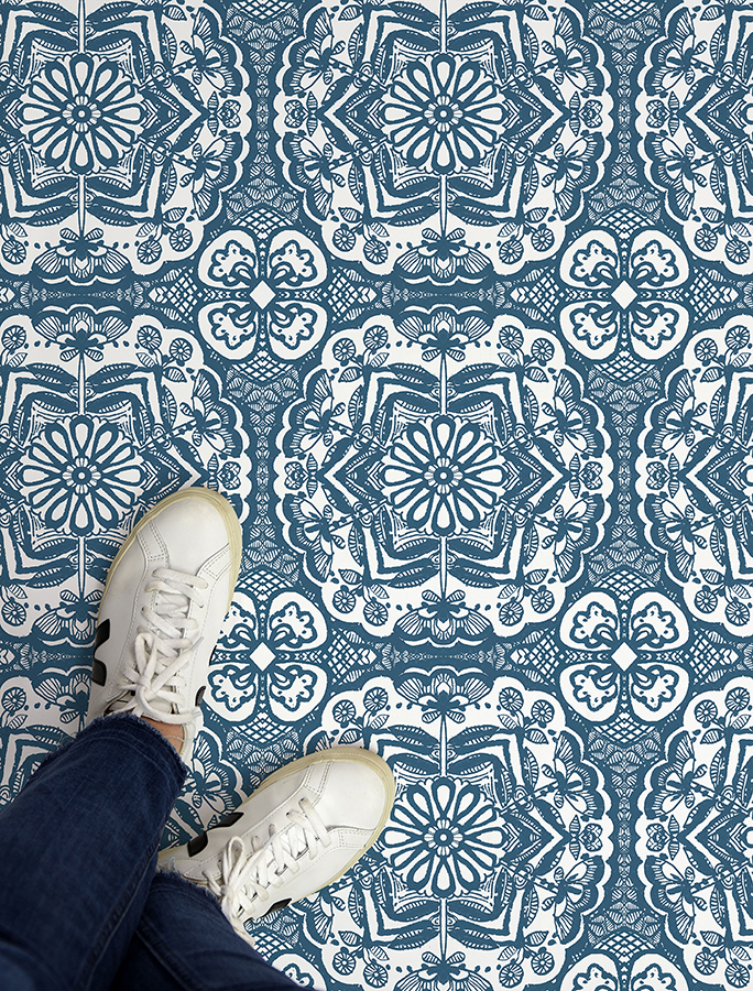 FP4945 - Blue Erina Peel and Stick Floor Tiles - by FloorPops