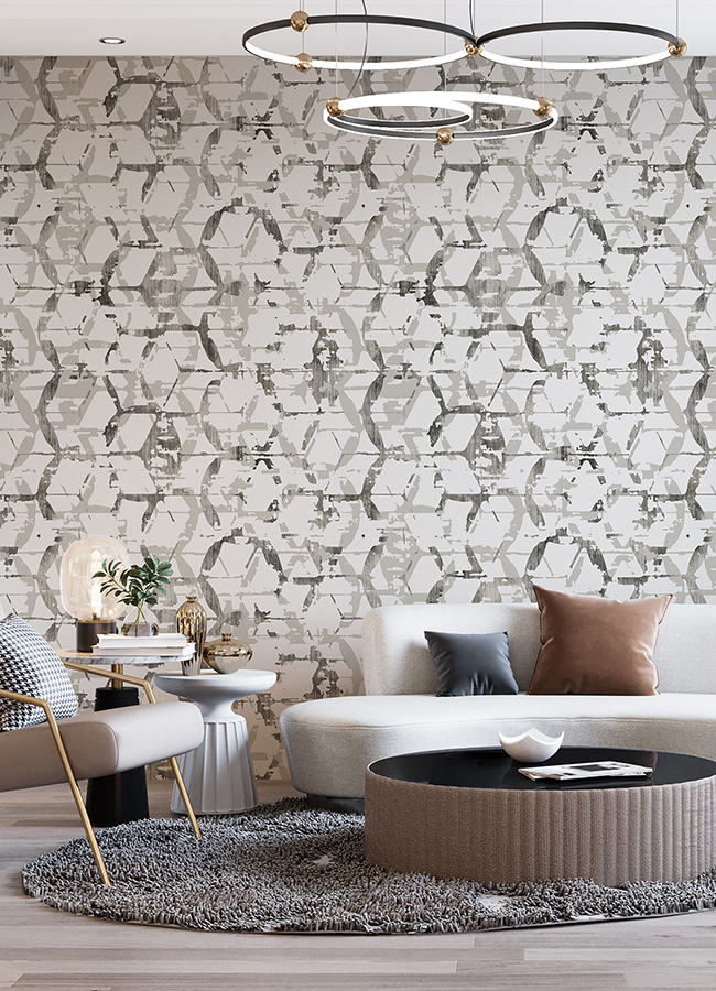 ASTM5039 - Hex-A-Gone Dove Grey Wall Mural - by Katie Hunt x A-Street ...