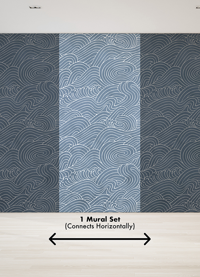 ASTM5041 - Waves Ocean Blue Wall Mural - by Katie Hunt x A-Street Prints