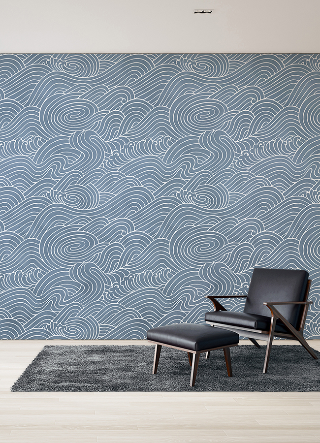 ASTM5041 - Waves Ocean Blue Wall Mural - by Katie Hunt x A-Street Prints