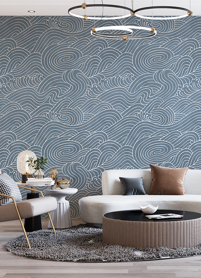 ASTM5041 - Waves Ocean Blue Wall Mural - by Katie Hunt x A-Street Prints