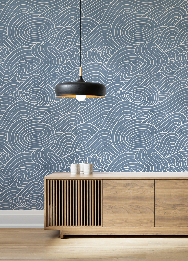 ASTM5041 - Waves Ocean Blue Wall Mural - by Katie Hunt x A-Street Prints