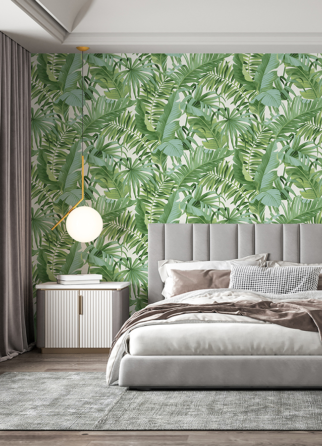 ASTM5047 - Tropical Palm Leaf Green Wall Mural - by Katie Hunt x A ...