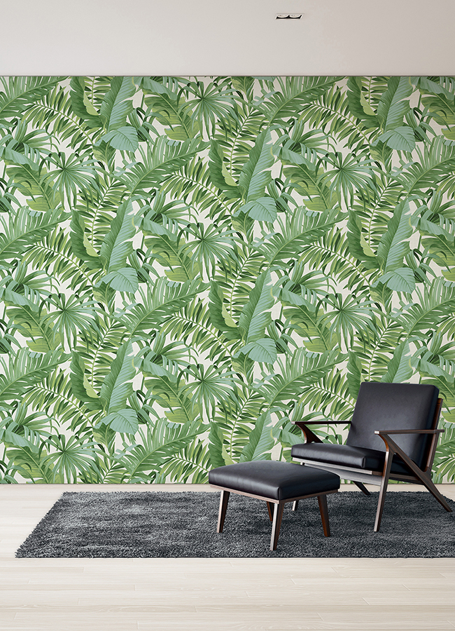 ASTM5047 - Tropical Palm Leaf Green Wall Mural - by Katie Hunt x A ...