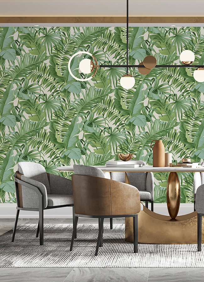 ASTM5047 - Tropical Palm Leaf Green Wall Mural - by Katie Hunt x A ...