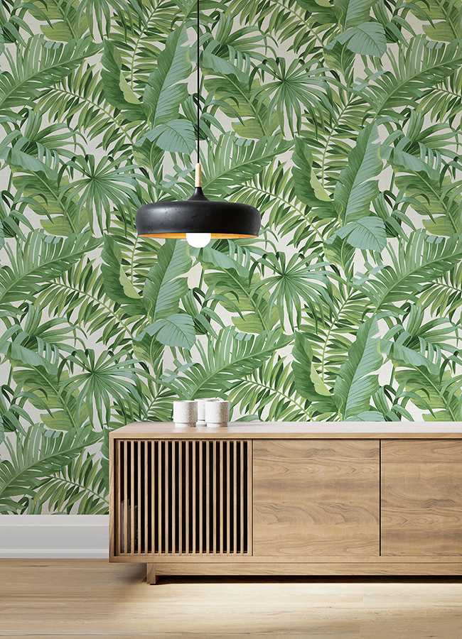 ASTM5047 - Tropical Palm Leaf Green Wall Mural - by Katie Hunt x A ...