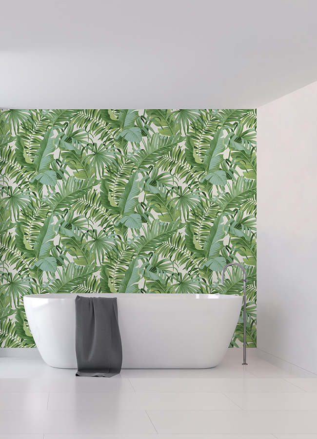 ASTM5047 - Tropical Palm Leaf Green Wall Mural - by Katie Hunt x A ...