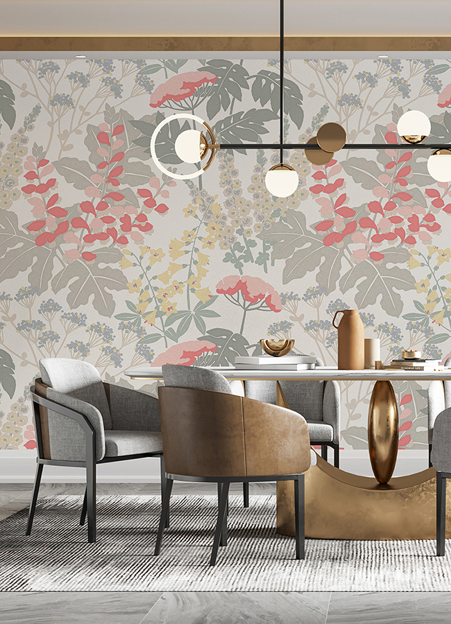 ASTM5048 - Pink Paradise Pink & Dove Grey Wall Mural - by Katie Hunt x ...