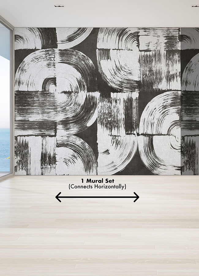 ASTM5052 - Brushstrokes Charcoal Grey Wall Mural - by Katie Hunt x A ...