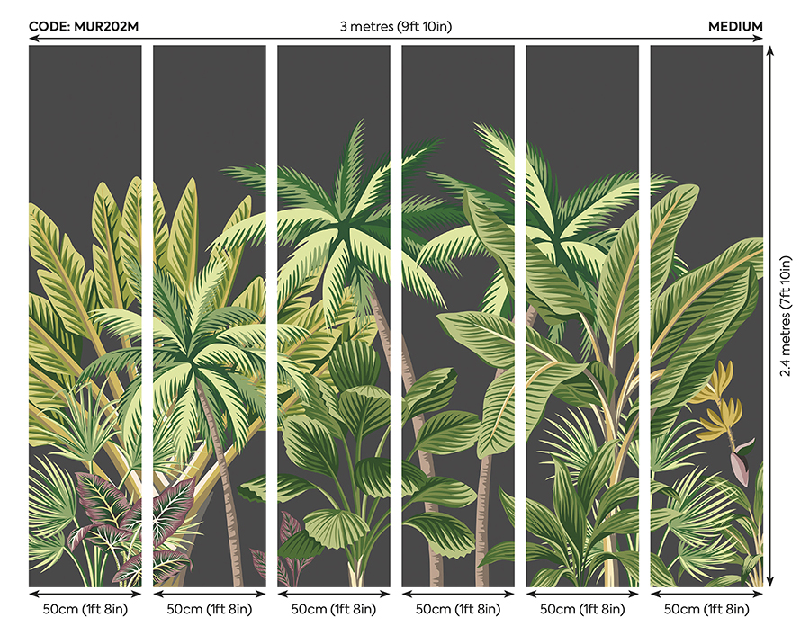 MUR202M - Verdant Tropical Palm Trees Wall Mural - by Origin Murals