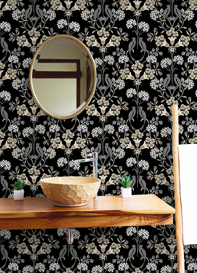 NUS6095 - Black & Neutral Meadow Song Peel and Stick Wallpaper - by ... NUS6095 - Black & Neutral Meadow Song Peel and Stick Wallpaper - by ...