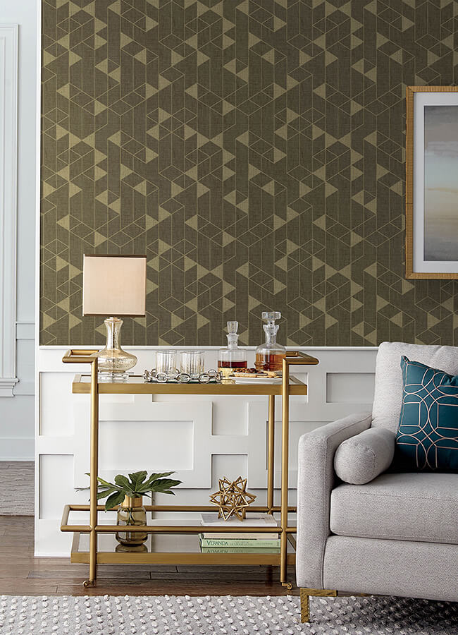 York Wallcoverings. 4034-26773 - Fairbank Chocolate Linen Geometric ...