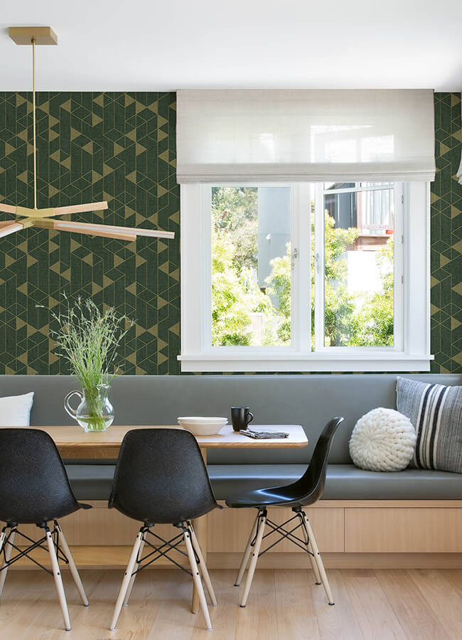 York Wallcoverings. 4034-26774 - Fairbank Evergreen Linen Geometric ...