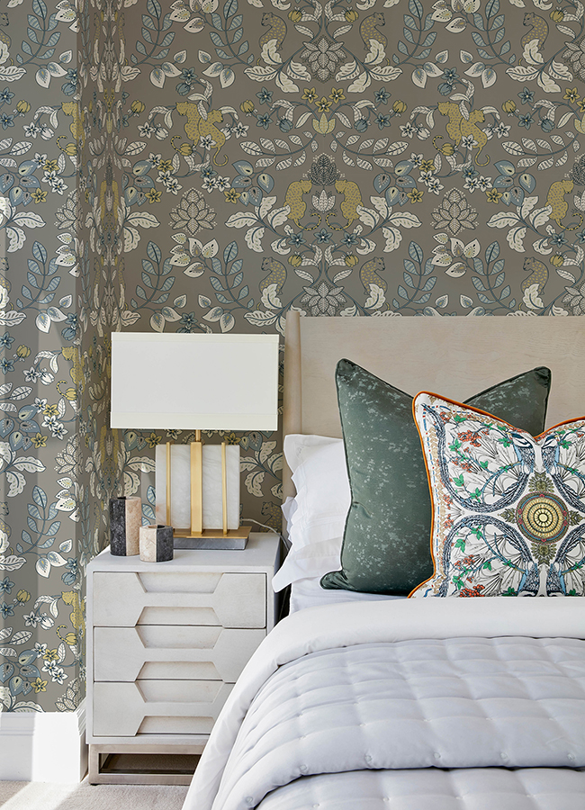 4034-72134 - Getty Grey Jungle Damask Wallpaper by Scott Living - by A ...