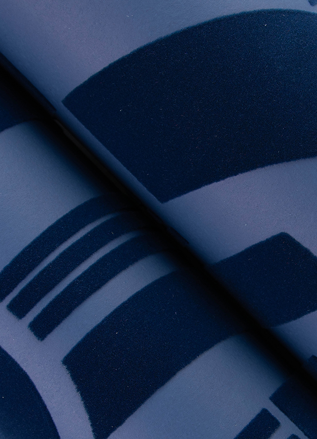 4034-87381 - Carter Indigo Geometric Flock Wallpaper by Scott Living ...