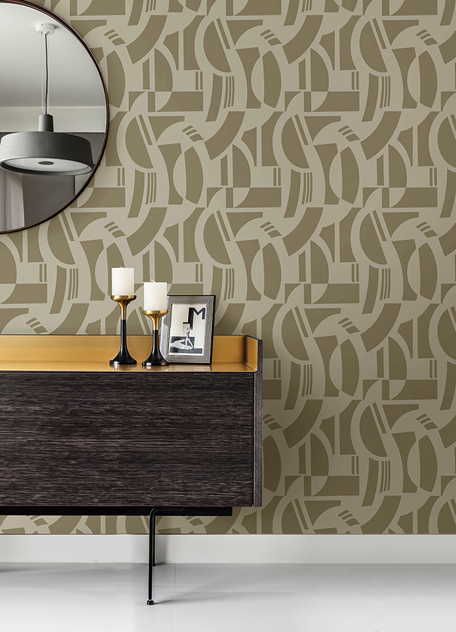 4034-87383 - Carter Light Brown Geometric Flock Wallpaper by Scott ...