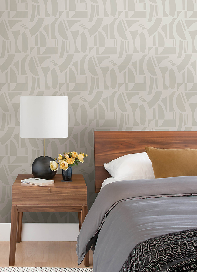 4034-87384 - Carter Cream Geometric Flock Wallpaper by Scott Living ...