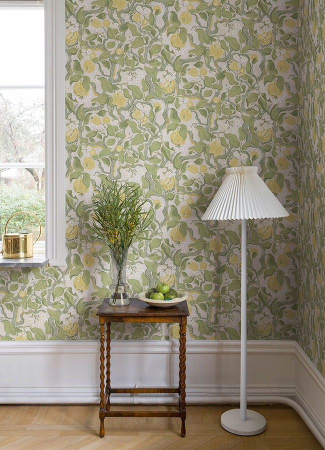 4143-22027 - Kort Yellow Fruit and Floral Wallpaper - by A-Street Prints