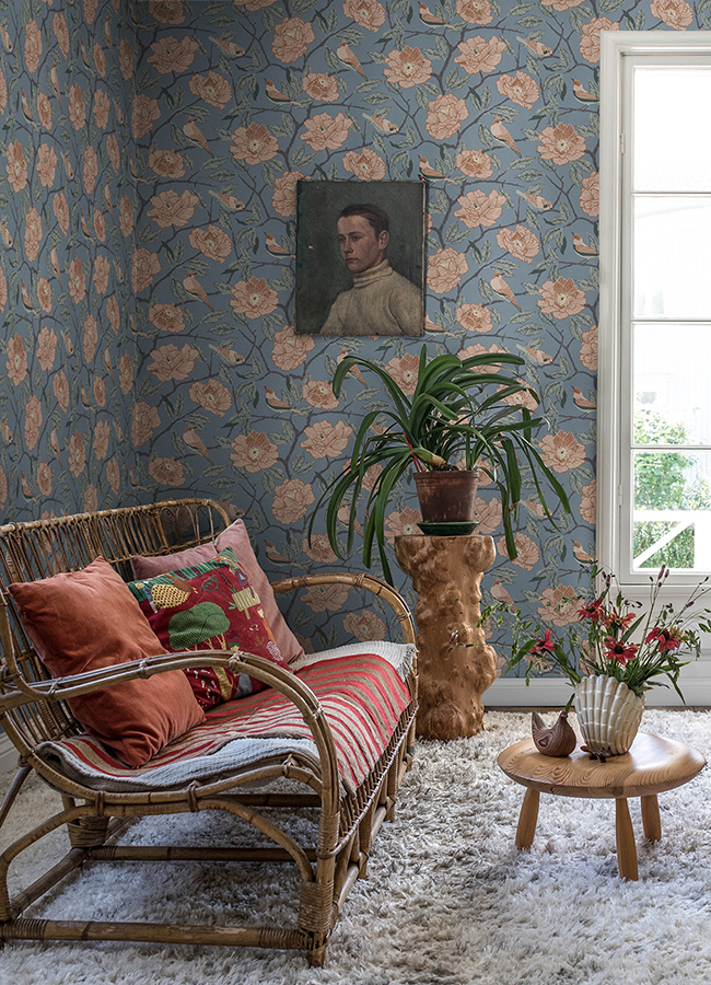 4143-34025 - Bernadina Blue Rosebush Wallpaper - by A-Street Prints