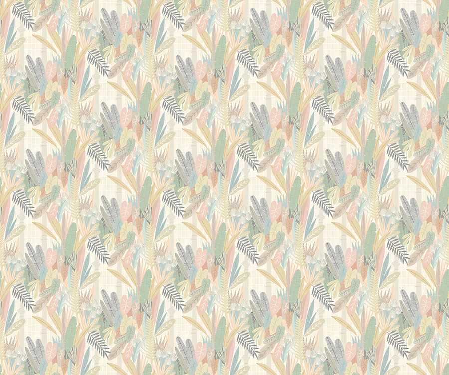 GHS50149W - Glasshouse Pastel Tropical Damask Wallpaper - by ohpopsi