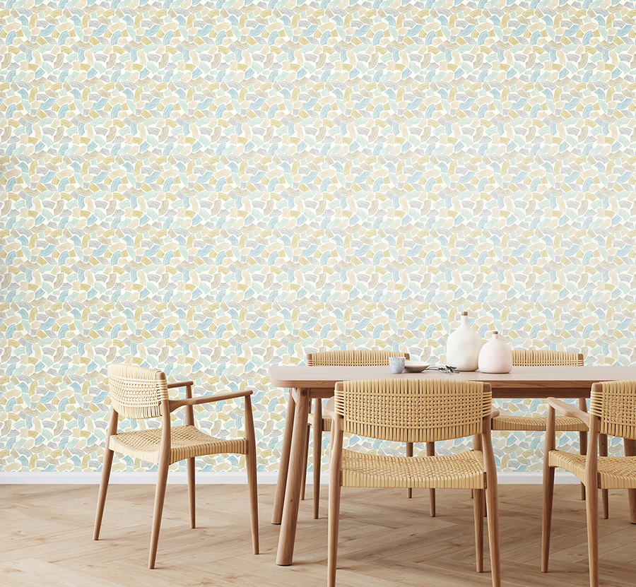 GHS50156W - Elements Light Yellow Scribbled Arches Wallpaper - by ohpopsi