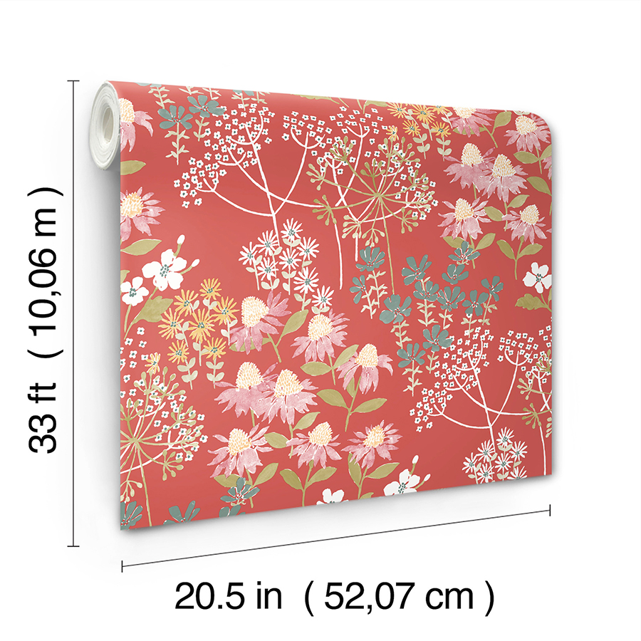 York Wallcoverings. 4122-27019 - Cultivate Red Springtime Blooms ...
