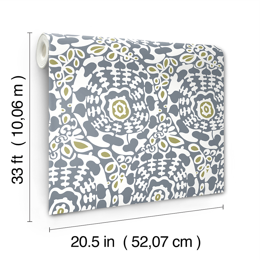 4122-27037 - Divine Slate Abstract Medallion Wallpaper - by A-Street Prints