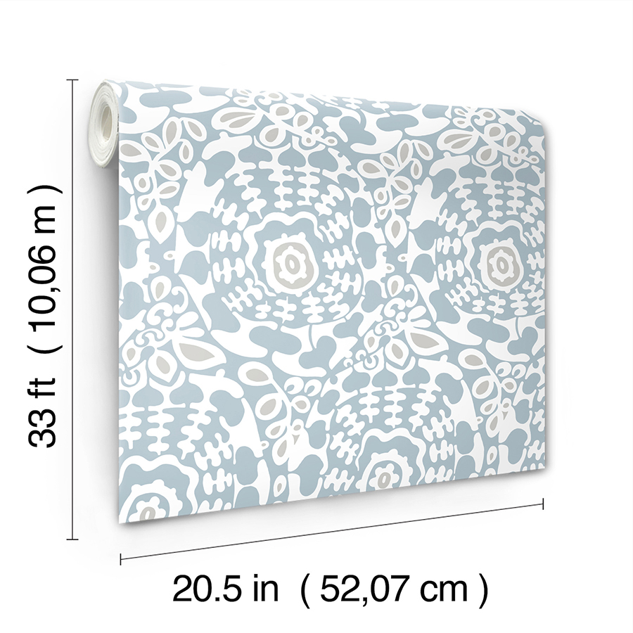 4122-27039 - Divine Light Blue Abstract Medallion Wallpaper - by A ...