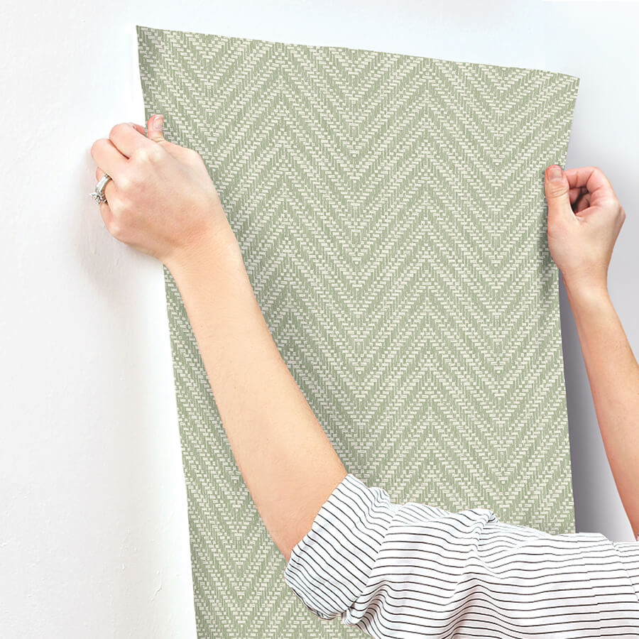 4122-27043 - Glynn Green Chevron Wallpaper - by A-Street Prints