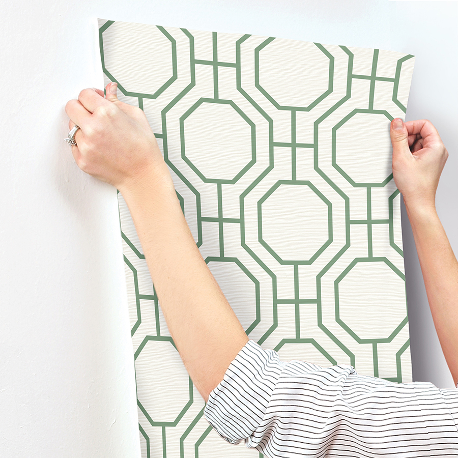 4122-27047 - Manor Green Geometric Trellis Wallpaper - by A-Street Prints