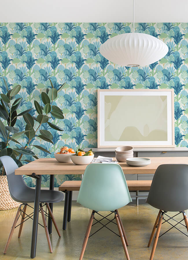 NUS4975 - Teal Keilani Peel and Stick Wallpaper - by NuWallpaper