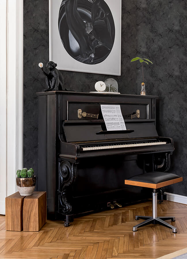 NUS4984 - Black Hayden Peel and Stick Wallpaper - by NuWallpaper