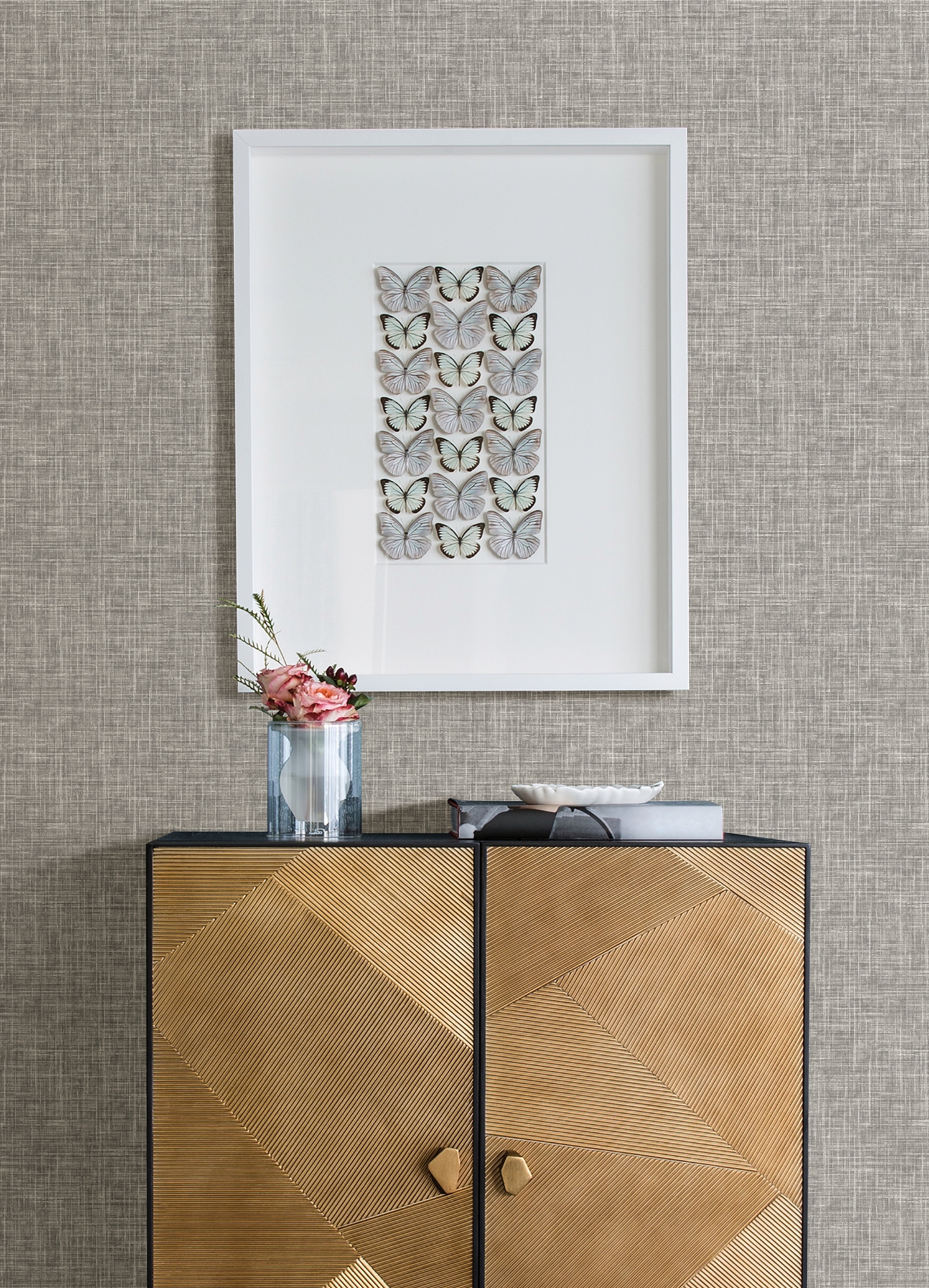 4157-26354 - Emerson Grey Linen Wallpaper - by Advantage