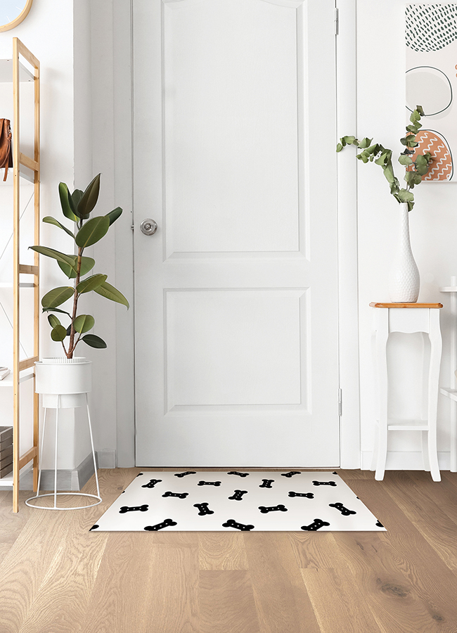 FPW6129 - Bones Black & White Washable Mat - by FloorPops
