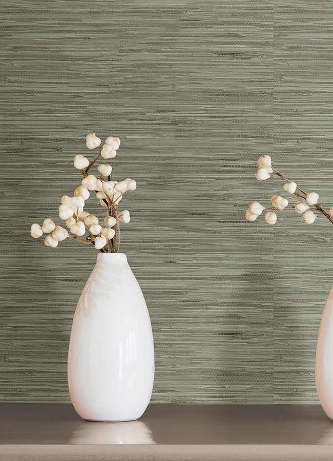 NUS4993 - Green Grassweave Peel and Stick Wallpaper - by NuWallpaper