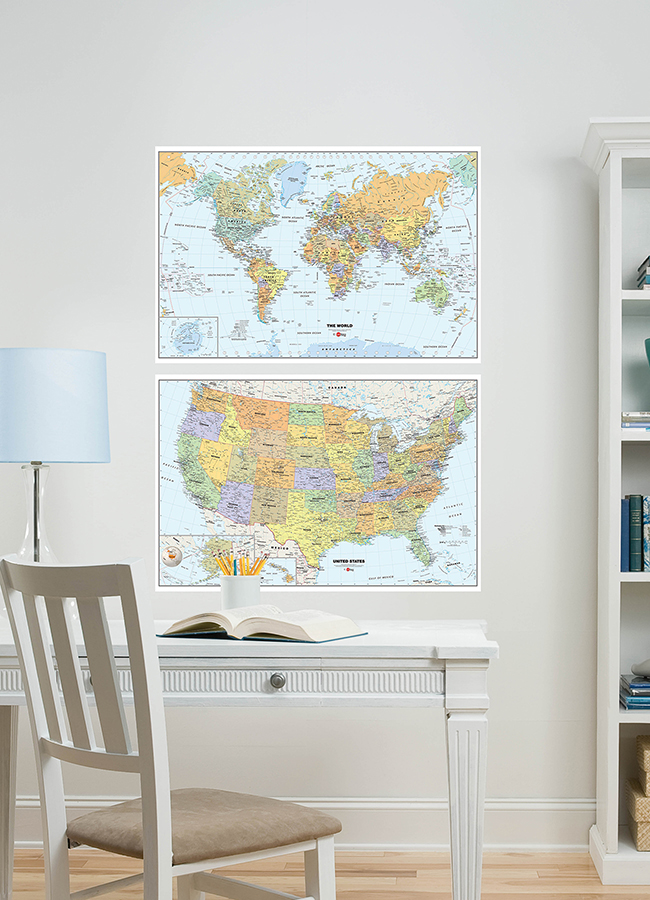 WP4430 - US & World Map Bundle Wall Decals - by WallPops