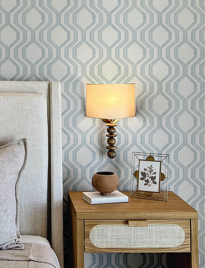 4141-27102 - Burton Light Blue Modern Ogee Wallpaper - by A-Street Prints