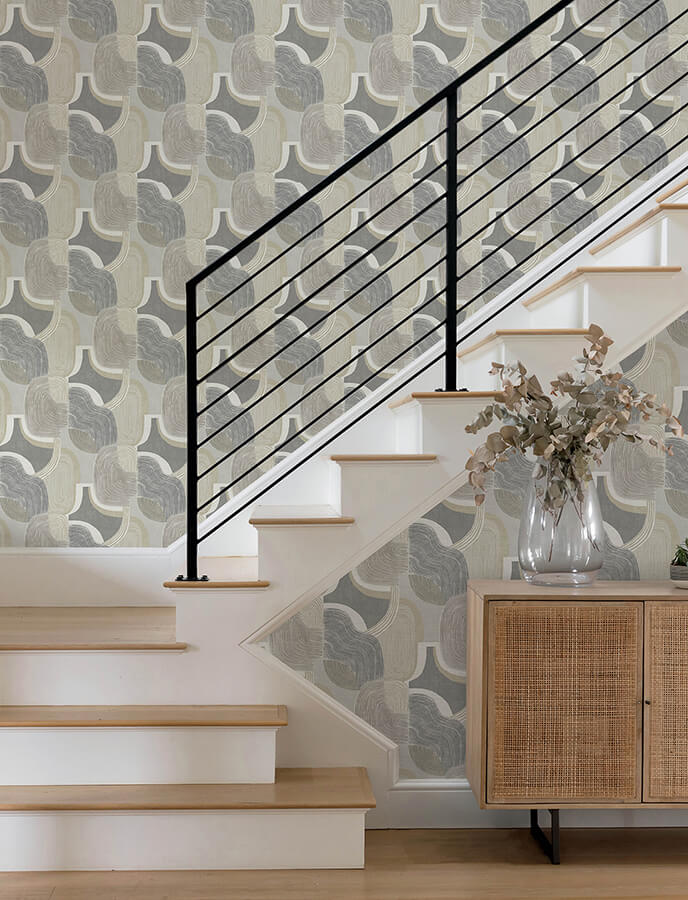 York Wallcoverings. 4141-27132 - Hollace Slate Geometric Wallpaper - by ...