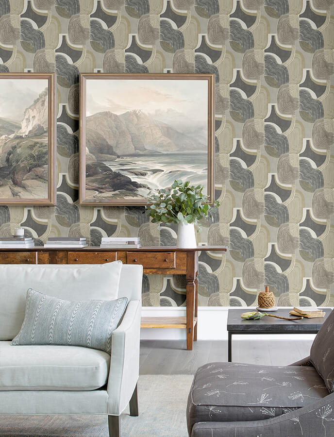York Wallcoverings. 4141-27132 - Hollace Slate Geometric Wallpaper - by ...