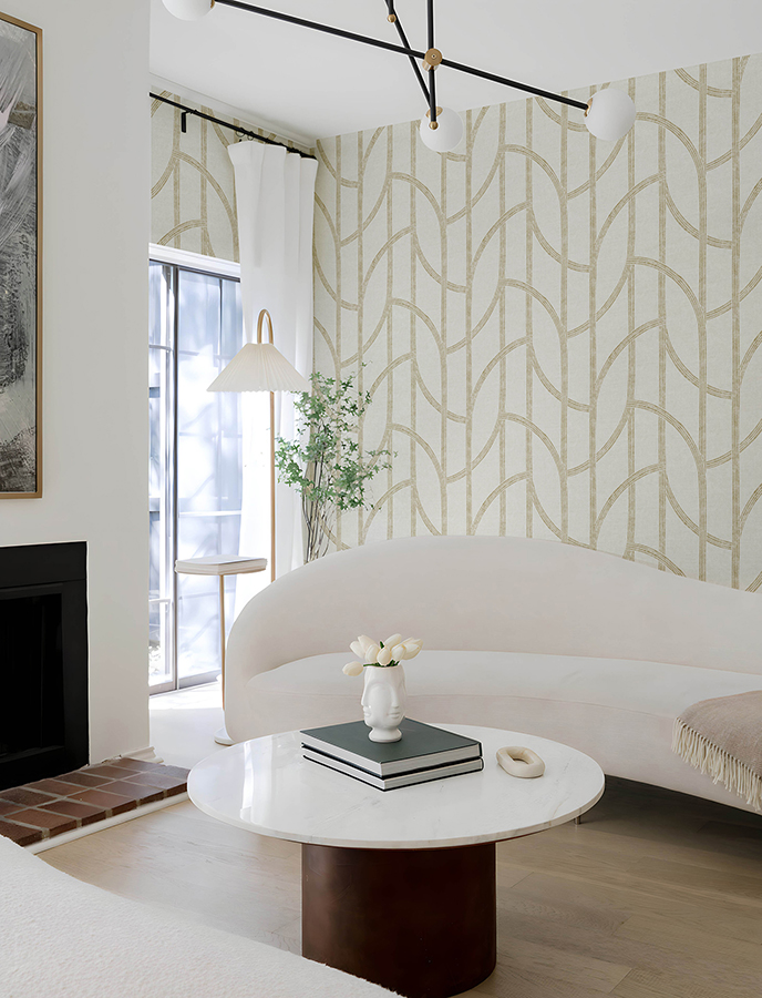 4141-27139 - Harlow Gold Curved Contours Wallpaper - by A-Street Prints