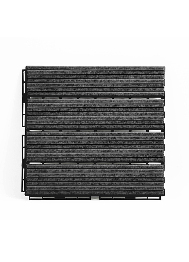 FPD6183 - Straight Groove Dark Grey Interlocking Deck Tiles - by FloorPops