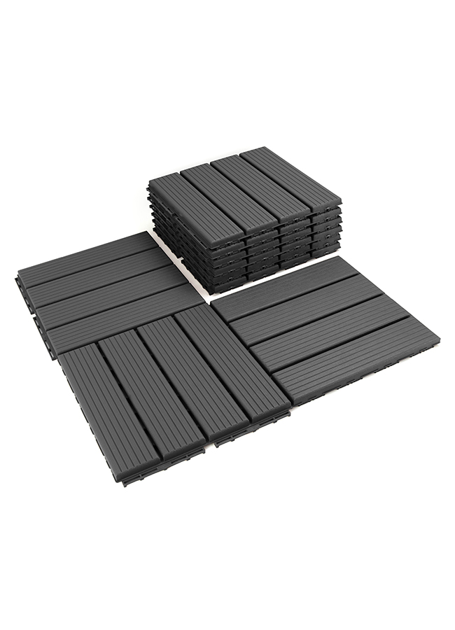 FPD6183 - Straight Groove Dark Grey Interlocking Deck Tiles - by FloorPops